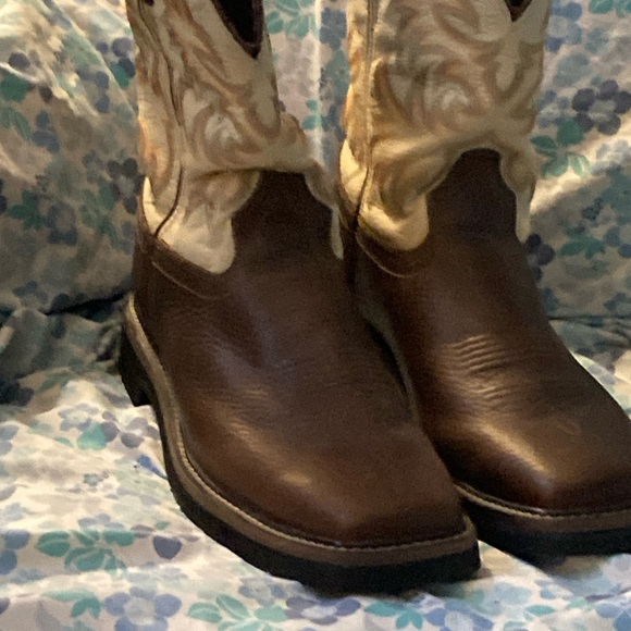 Justin Boots | Shoes | Justin Boots Brown And Cream Cowboy Western ...